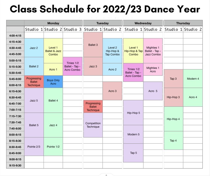 Class Schedule - Northeast Iowa Dance Academy